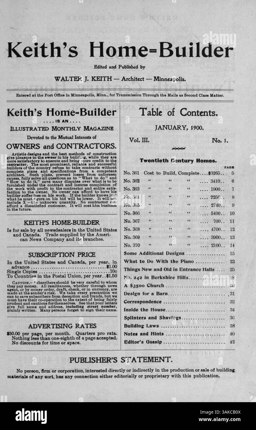 Keith's Home-Builder magazine from 1900, published by architect Walter ...