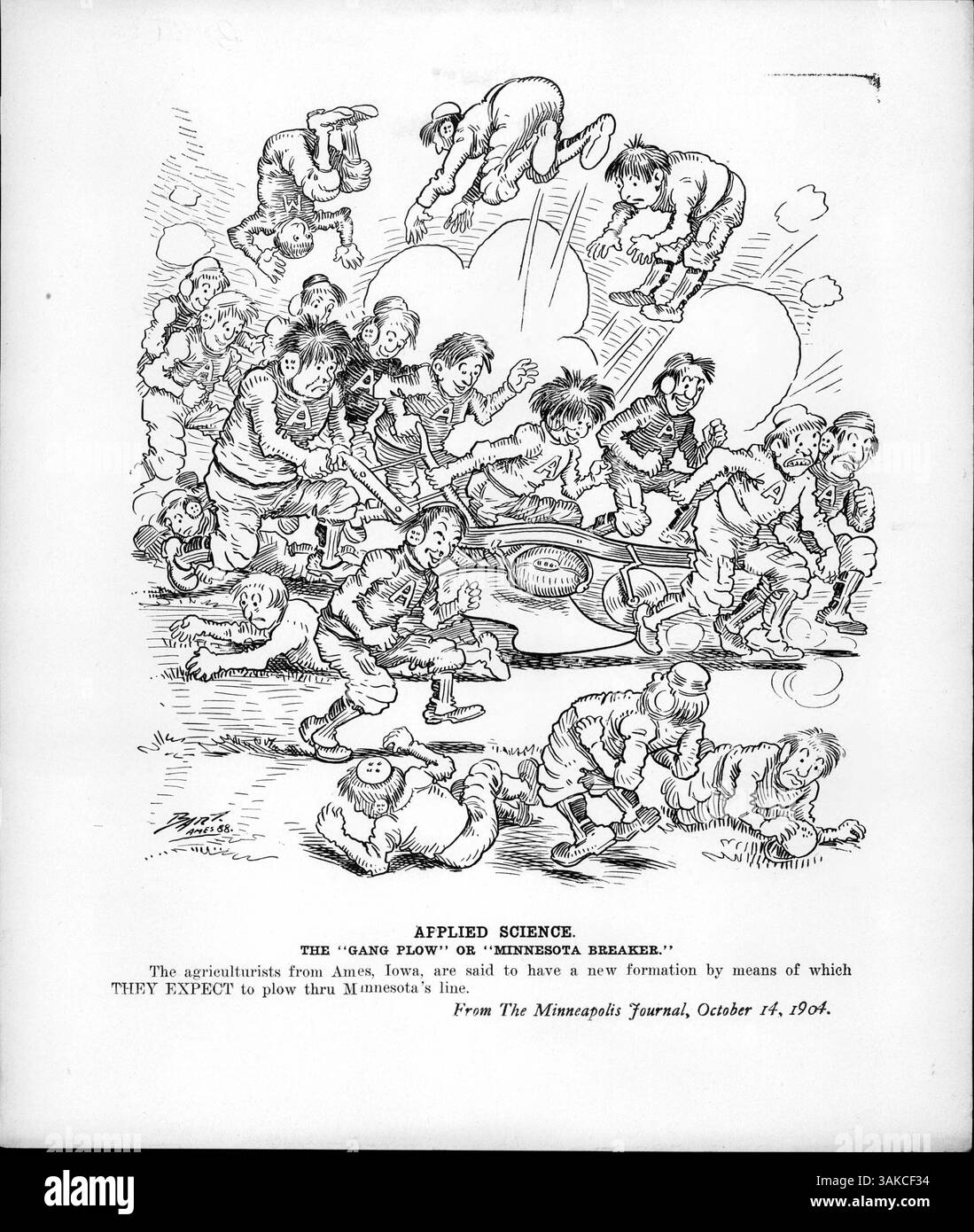 This 1920s cartoon humorously depicts a Minnesota football game where ...