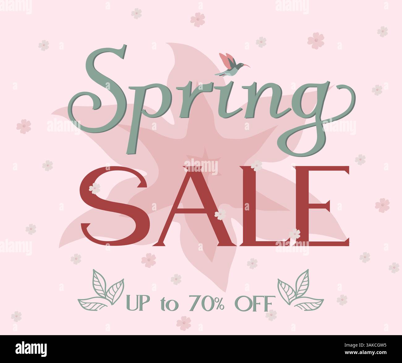 Spring sale pink background with beautiful flower. Vector illustration ...