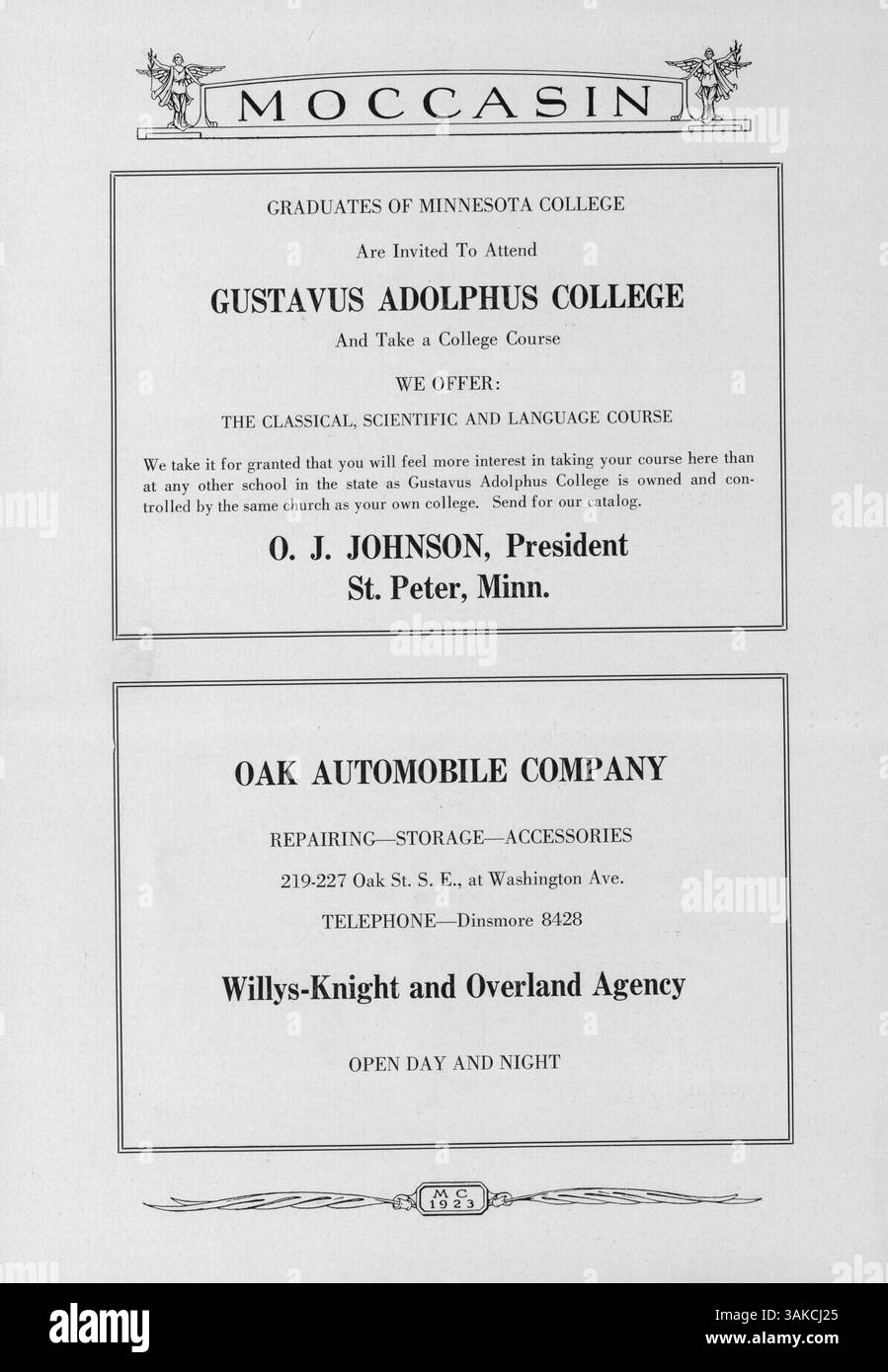 The 1923 'Mocassin' Yearbook from Minnesota College captures the major ...