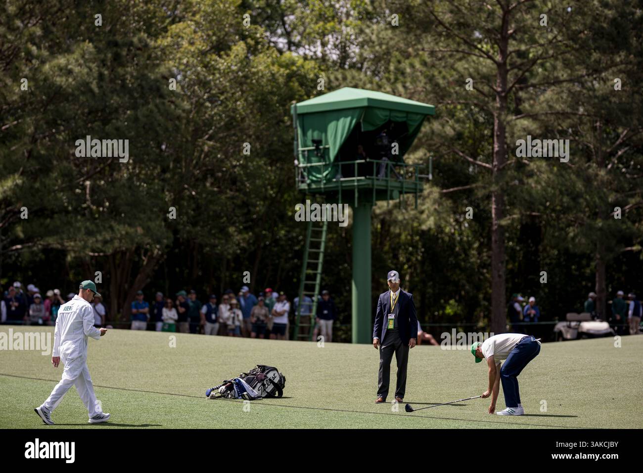 Caddie Joe Skovron a game official and Ludvig Åberg of, Sweden ...