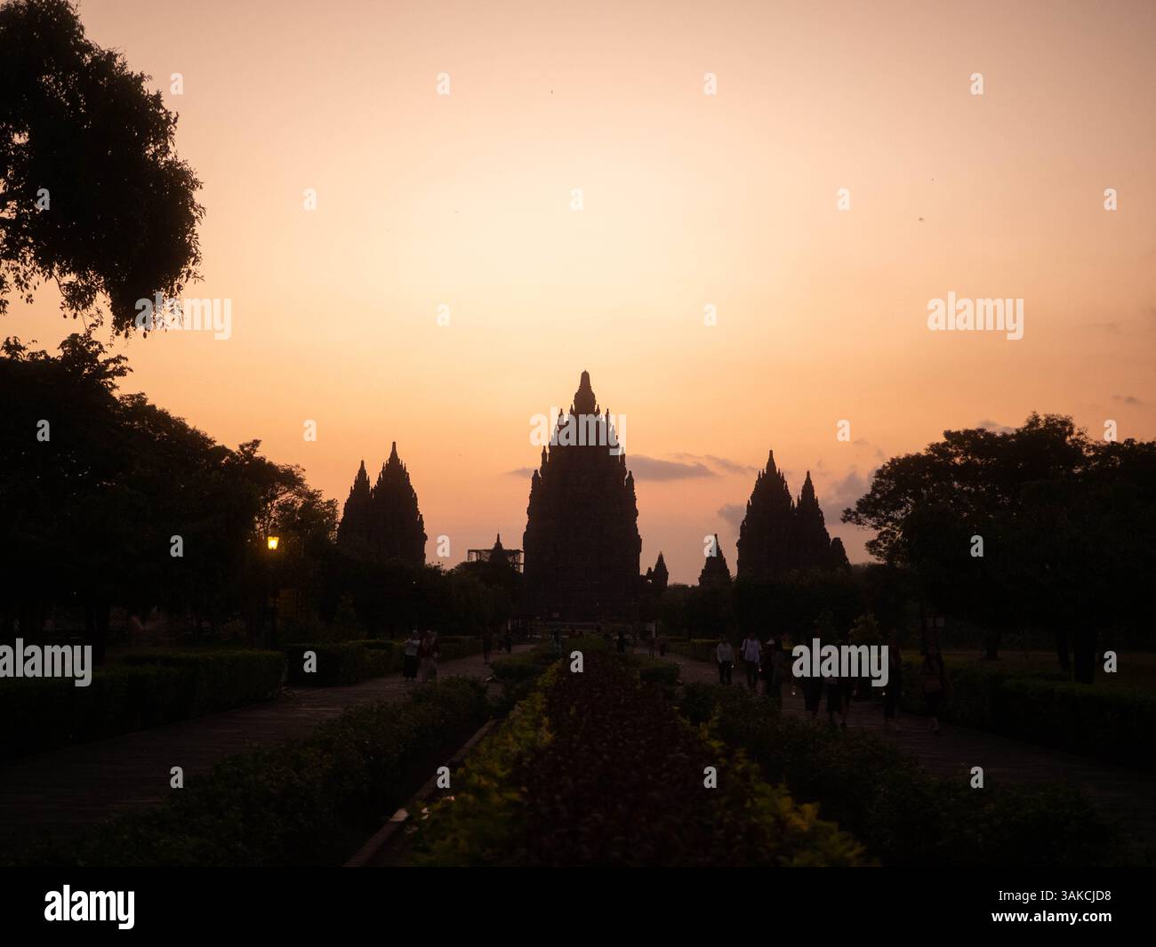 Silhouette of Ancient Prambanan Temple at Sunset in Yogyakarta ...