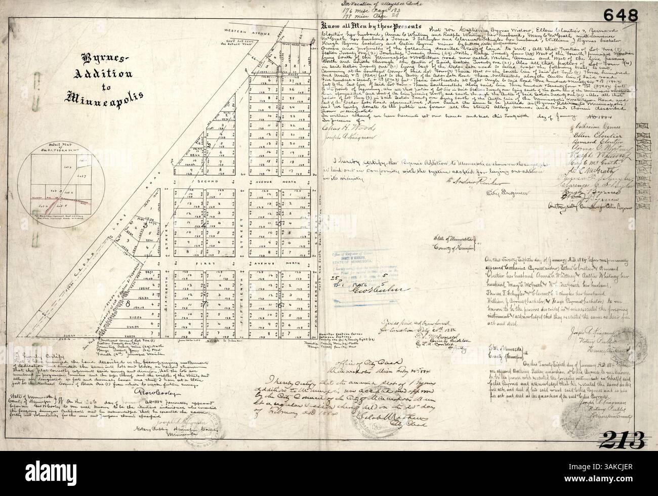 This map shows Byrnes' Addition, a historical area near Minneapolis ...