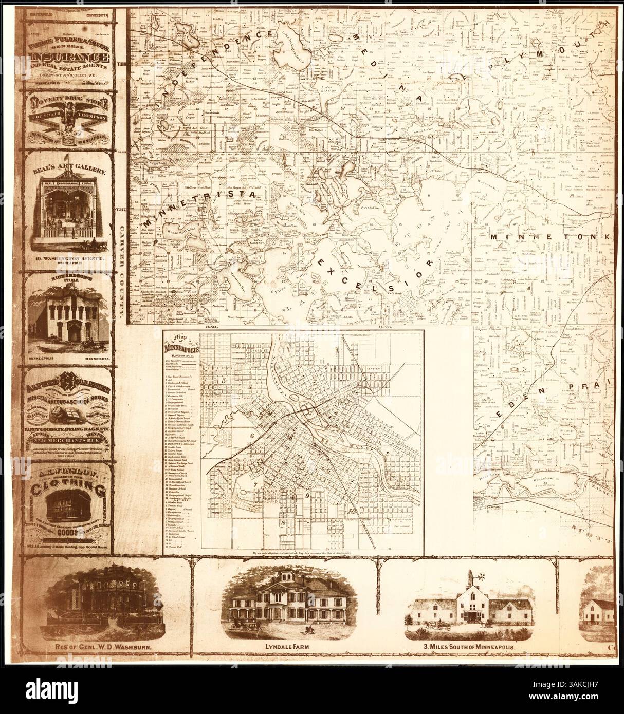 This map of Hennepin County, Minnesota, from the late 19th century ...