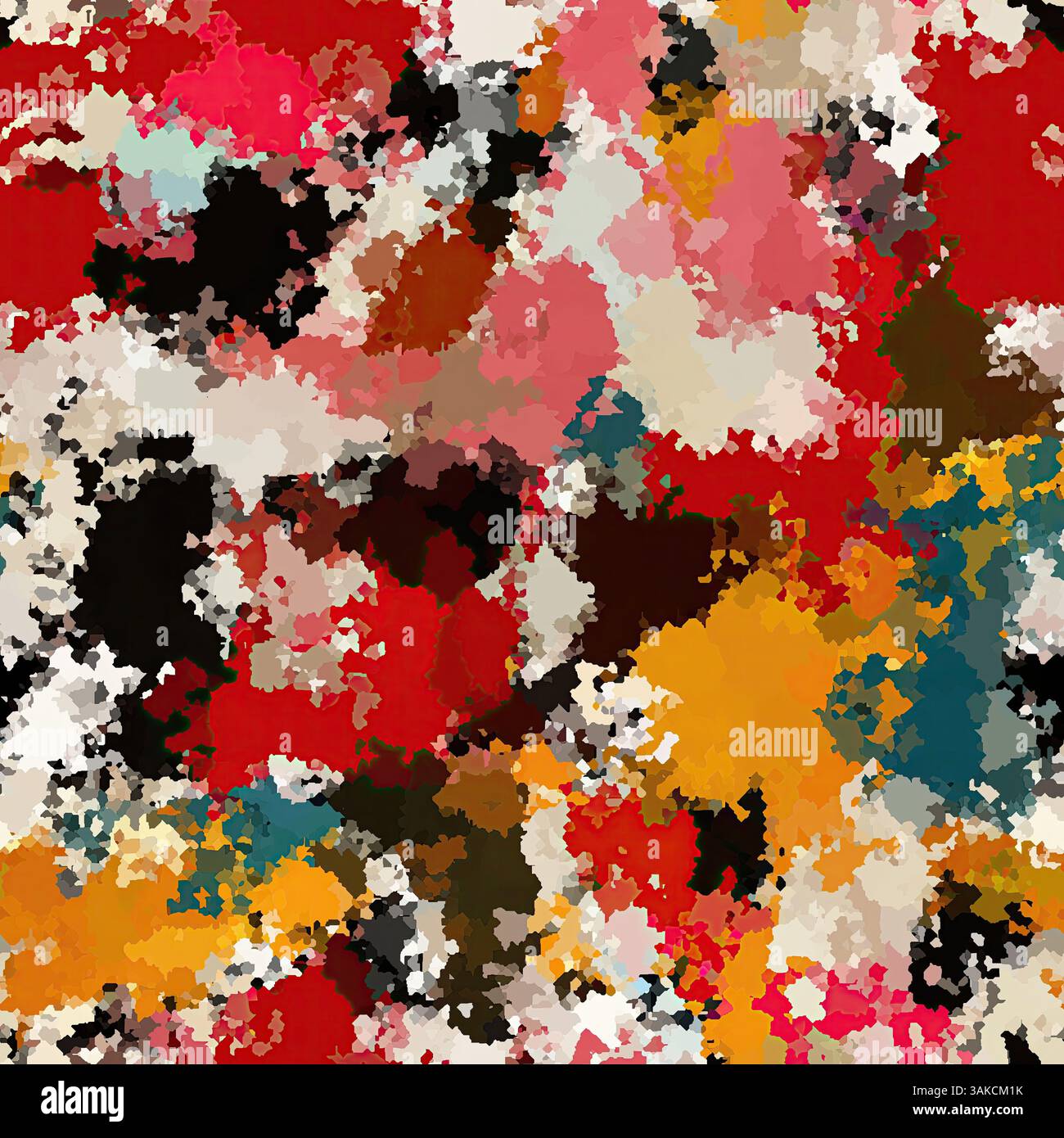 Abstract blotched random paint splatter seamless pattern. Dense grungy ...