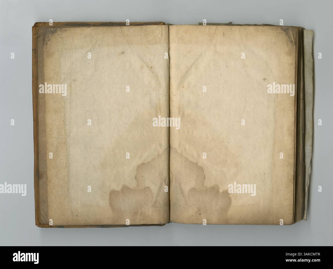 Old book, parchment and blank paper in vintage texture or faded water ...