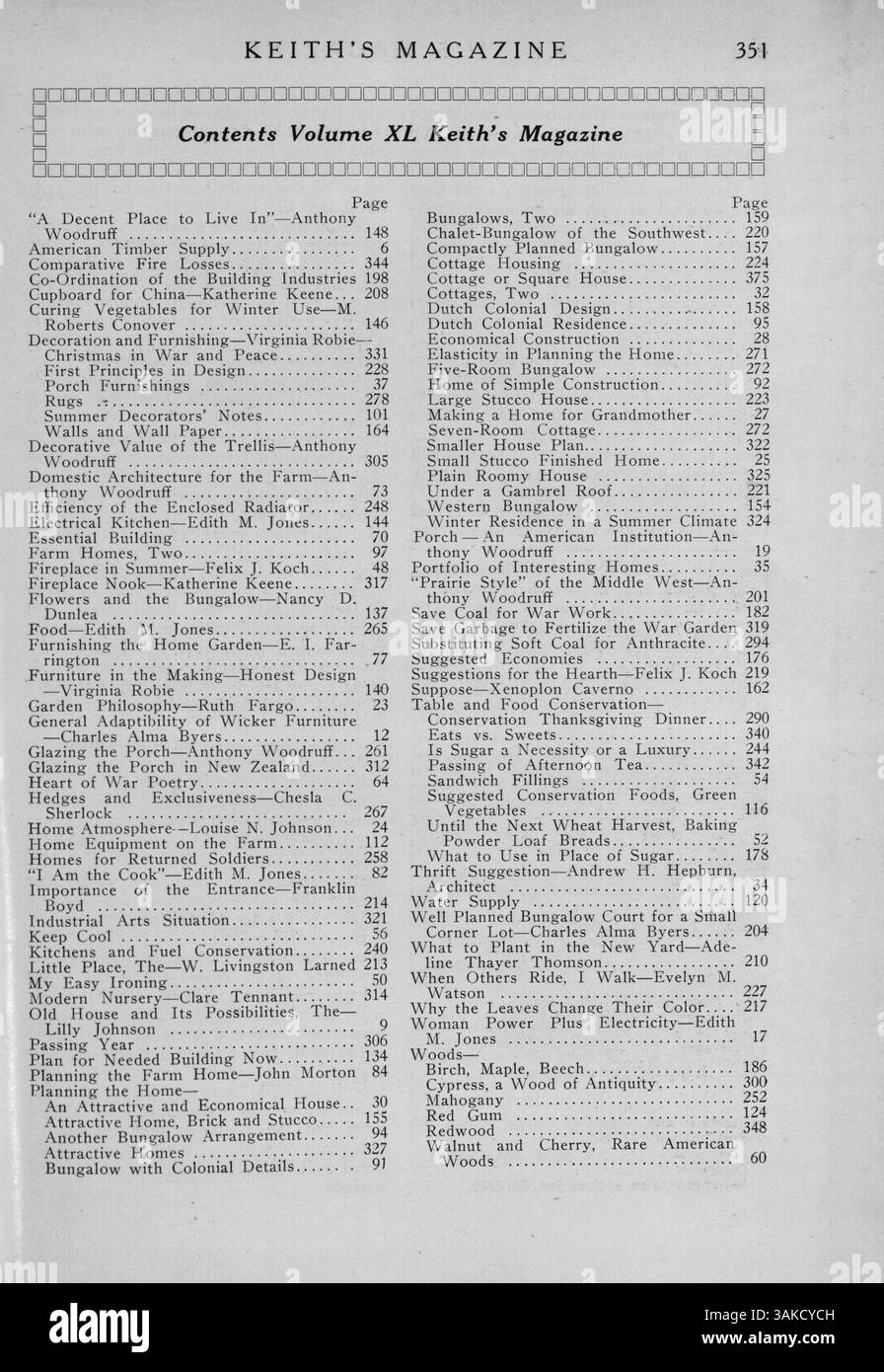 Keith's Magazine, published monthly by architect Max L. Keith in 1918 ...