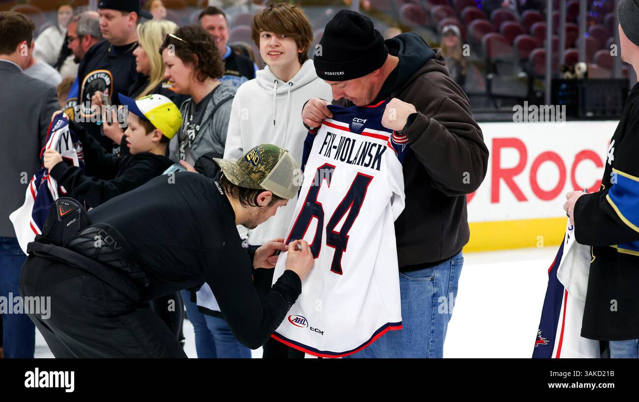 CLEVELAND, OH - APRIL 12: Cleveland Monsters right wing Trey Fix ...