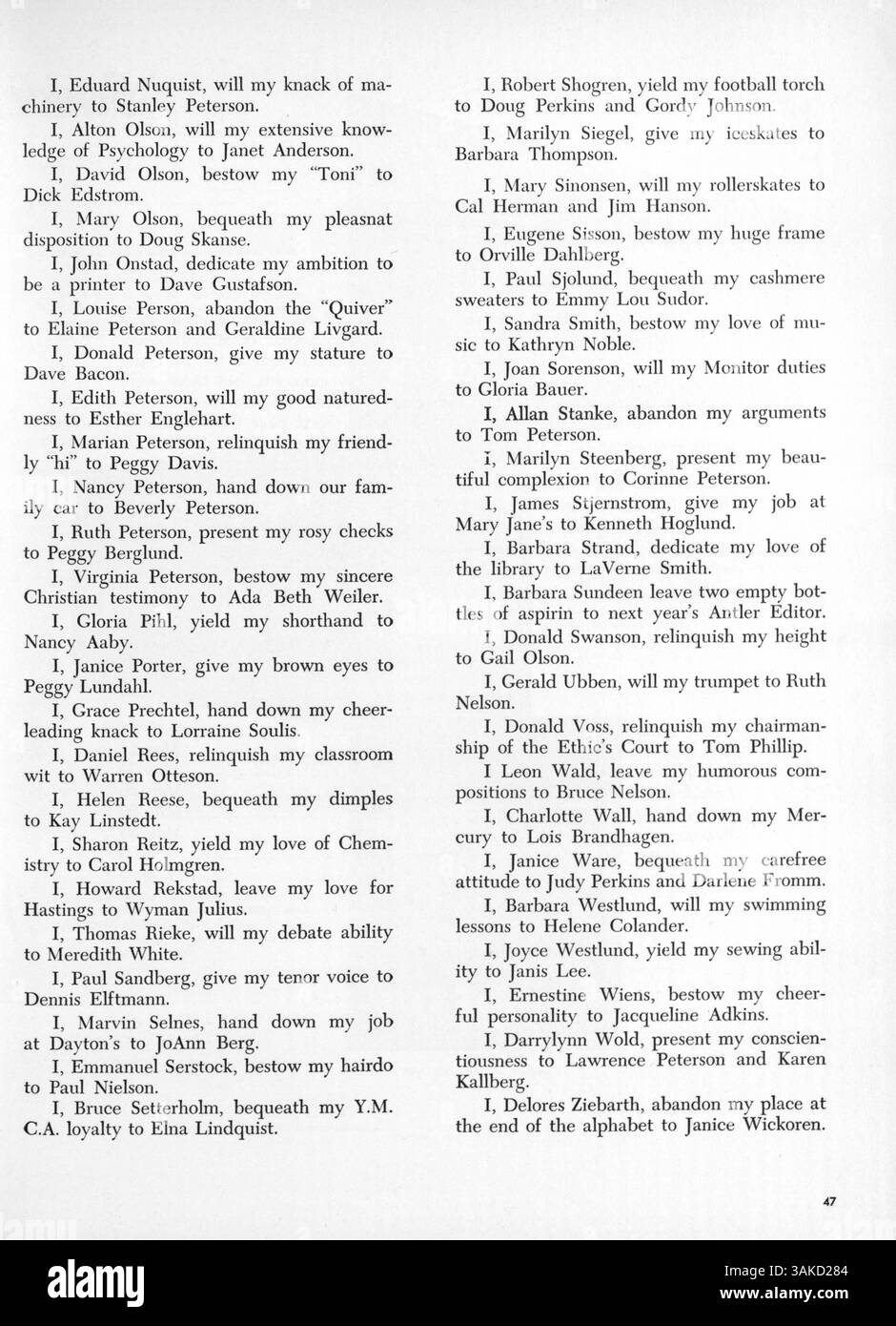 The 1953 edition of Minnehaha Academy’s yearbook, The Antler ...