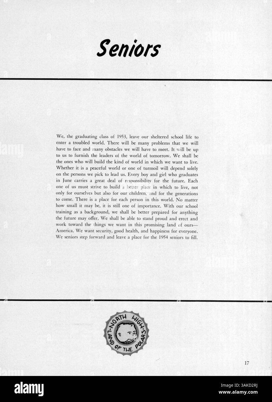 The Polaris yearbook of 1953 from North High School offers a historical ...