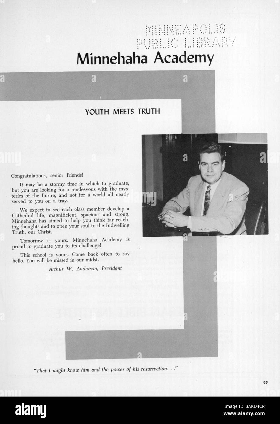 The 1953 Antler yearbook of Minnehaha Academy captures the highlights ...