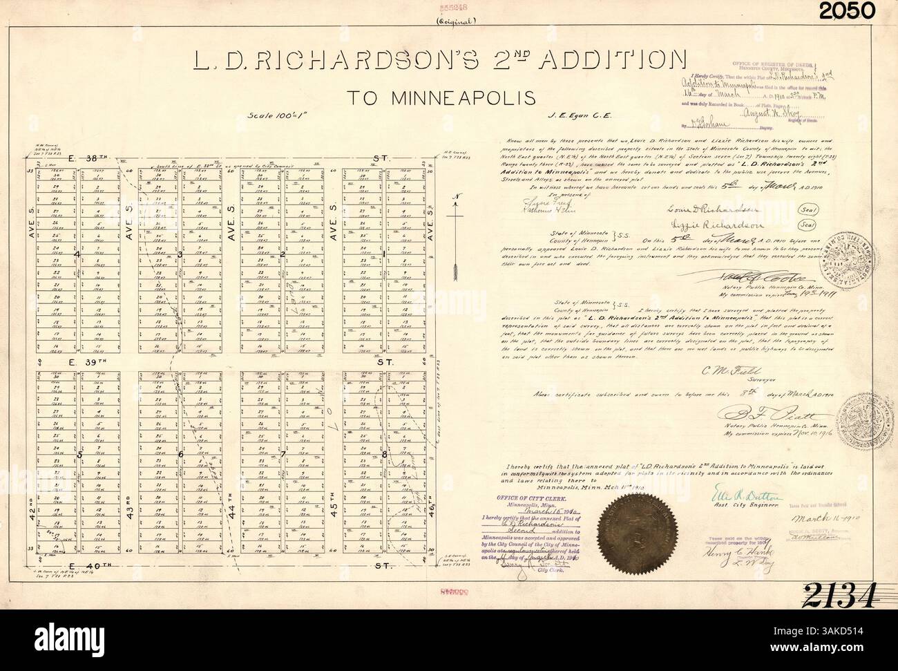 L.D. Richardson's 2nd Addition to Minneapolis is a plat map of the ...