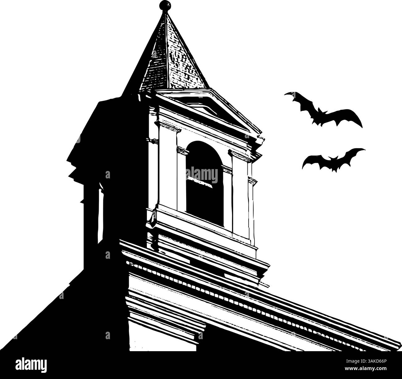 Detailed engraving of upside down bat in monochrome design for art ...