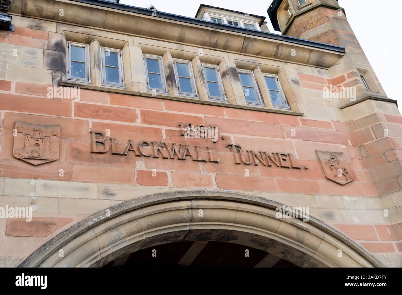 front facade of gatehouse built in 1897, engraved with "Blackwall ...
