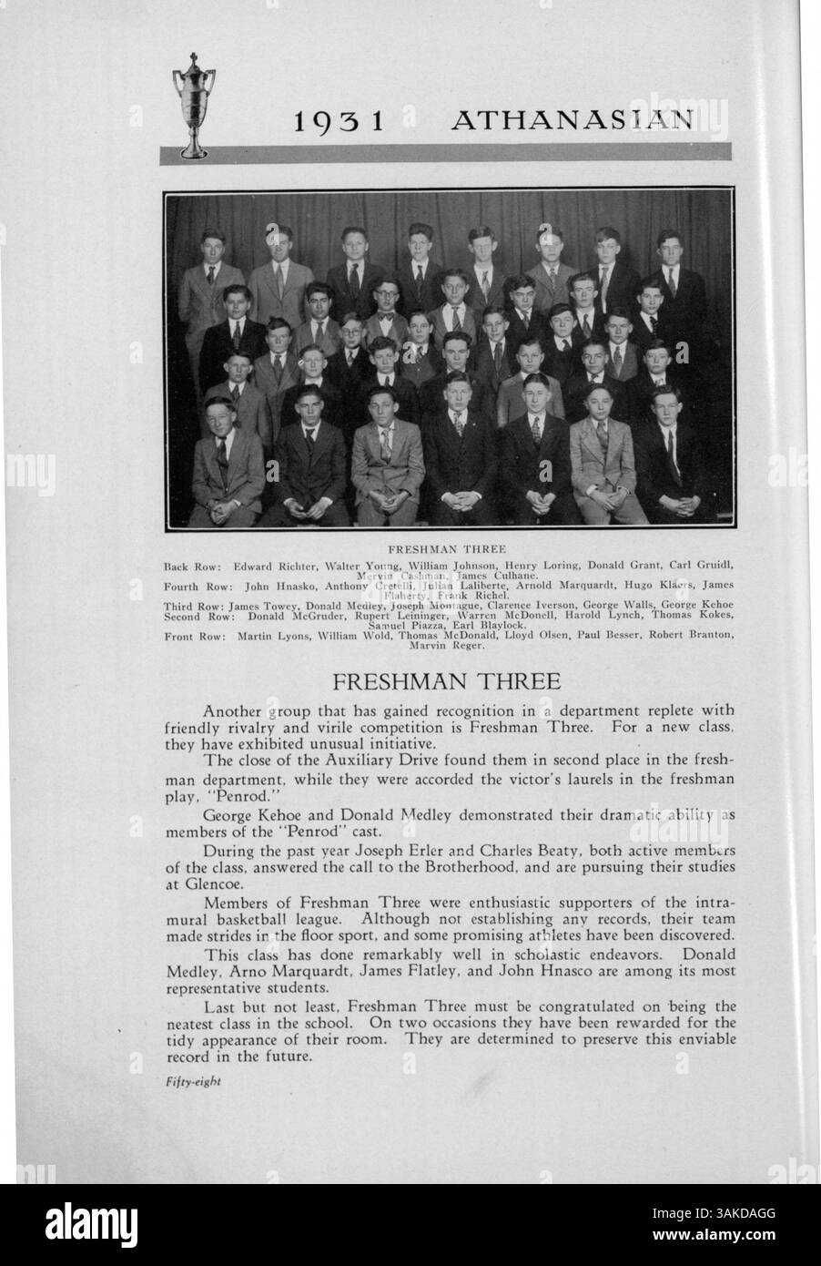 The 1931 De La Salle Yearbook, titled 'Athanasian,' showcases students ...