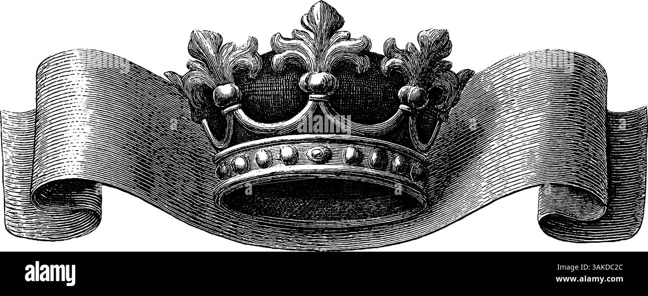 Vintage crown and scroll design for royal theme decoration Stock Vector ...