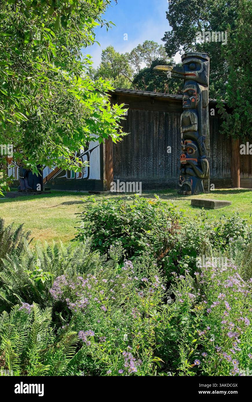 Totem pole standing in Thunderbird park — Victoria, British Columbia ...