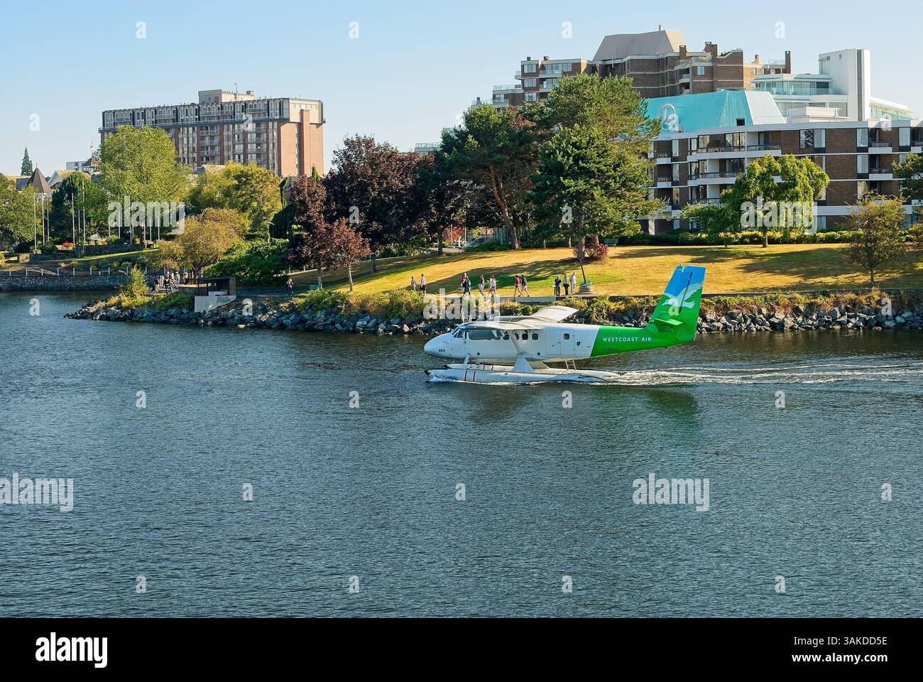 Sea plane taxi in Port of Victoria waters at Vancouver Island, British ...