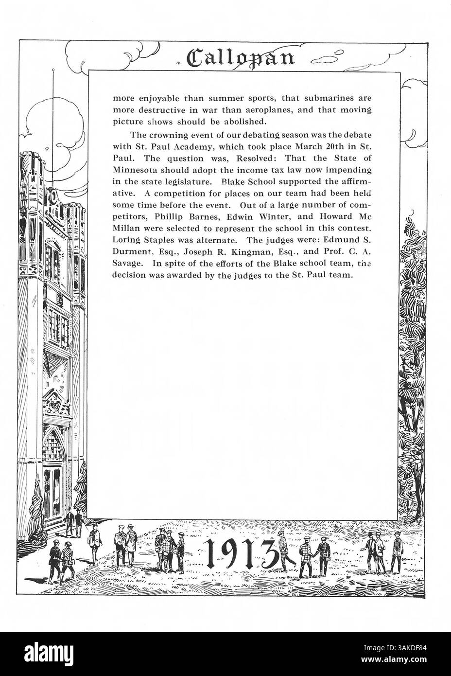 This 1913 edition of Blake School's 'The Callopan' yearbook captures a ...
