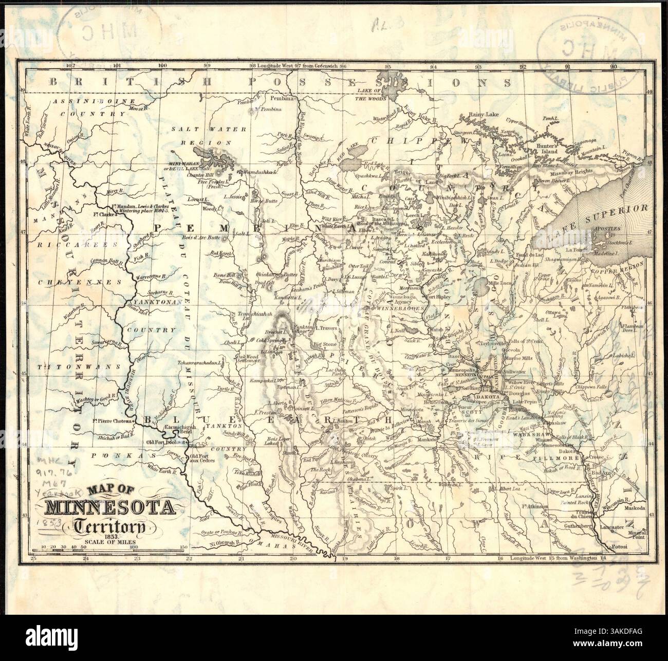 This 1853 map illustrates the Minnesota Territory, highlighting its ...