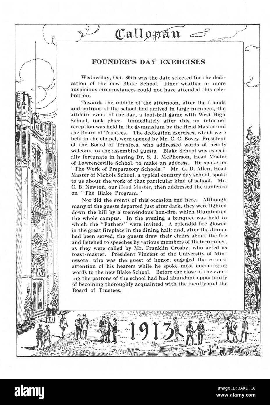 'The Callopan', the 1913 yearbook from Blake School, details the ...