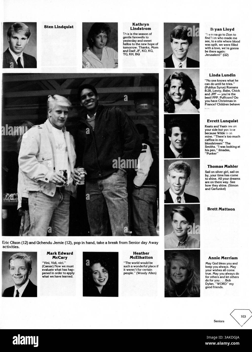 The 1988 'In the Rough' yearbook from Minnehaha Academy highlights ...