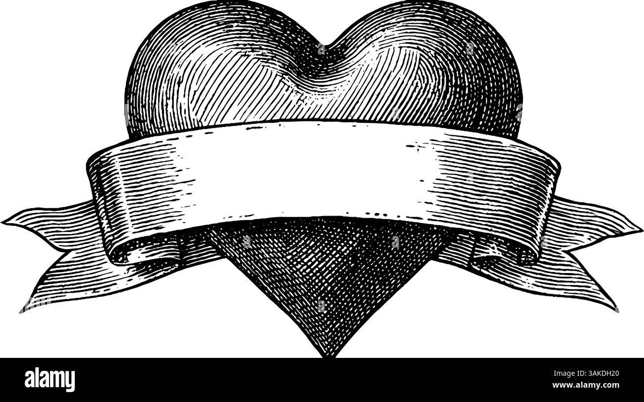 Vintage heart shape with ribbon frame for romantic and wedding design ...