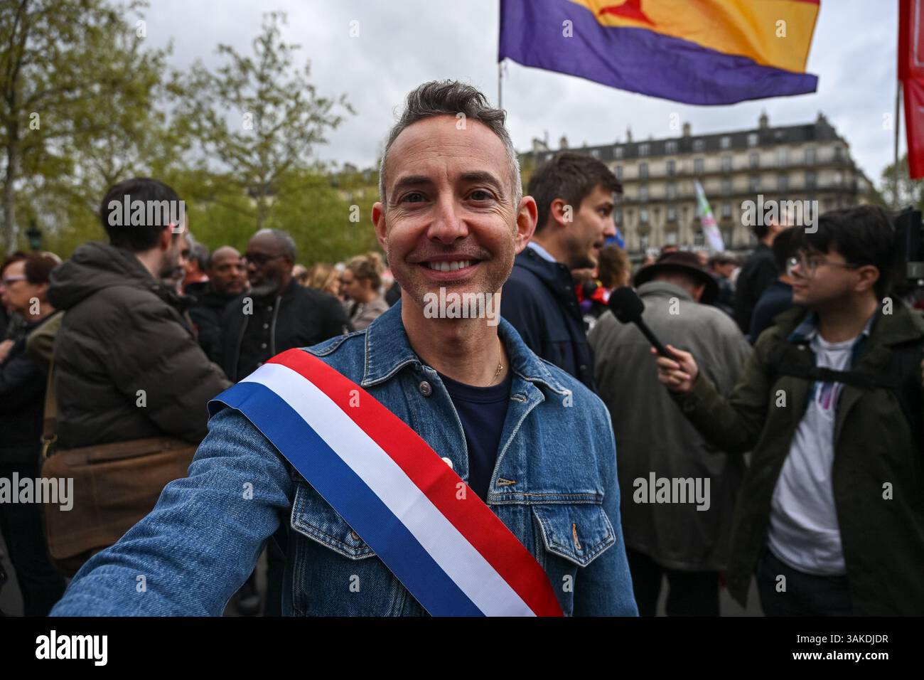 Paris, France. 12th Apr, 2025. PCF Paris Councilor Ian Brossat during ...