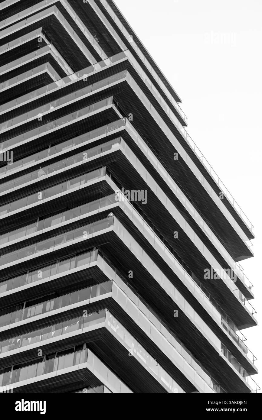 Exterior architecture of modern tall glass building in Rotterdam in ...