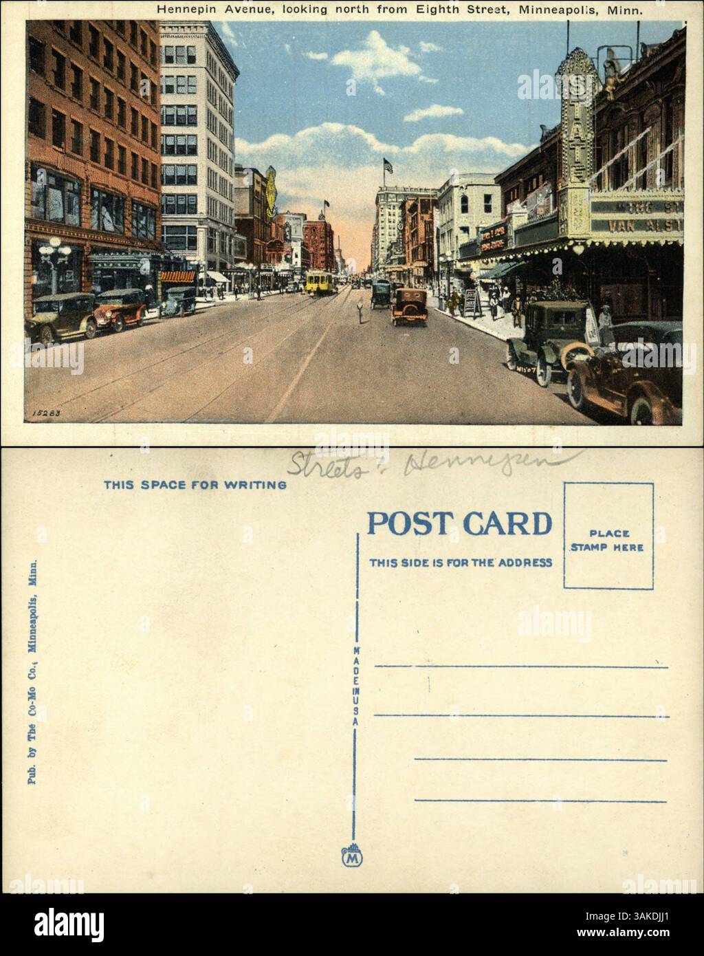 This photograph shows a historical streetscape of Hennepin Avenue in ...