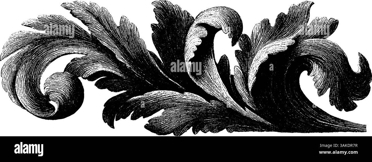 Elegant engraved swirl of leaves design for decoration and print ...