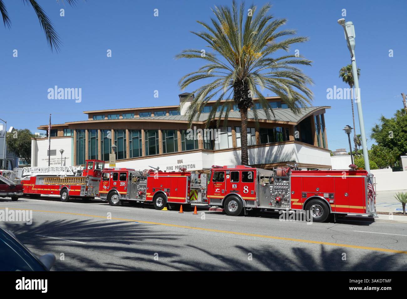 Los Angeles, California, USA 11th April 2025 LSFD Los Angeles City Fire Department Trucks and ...