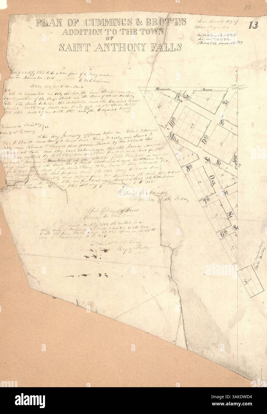 This map shows the plan for Cummings & Brott’s addition to the Town of ...