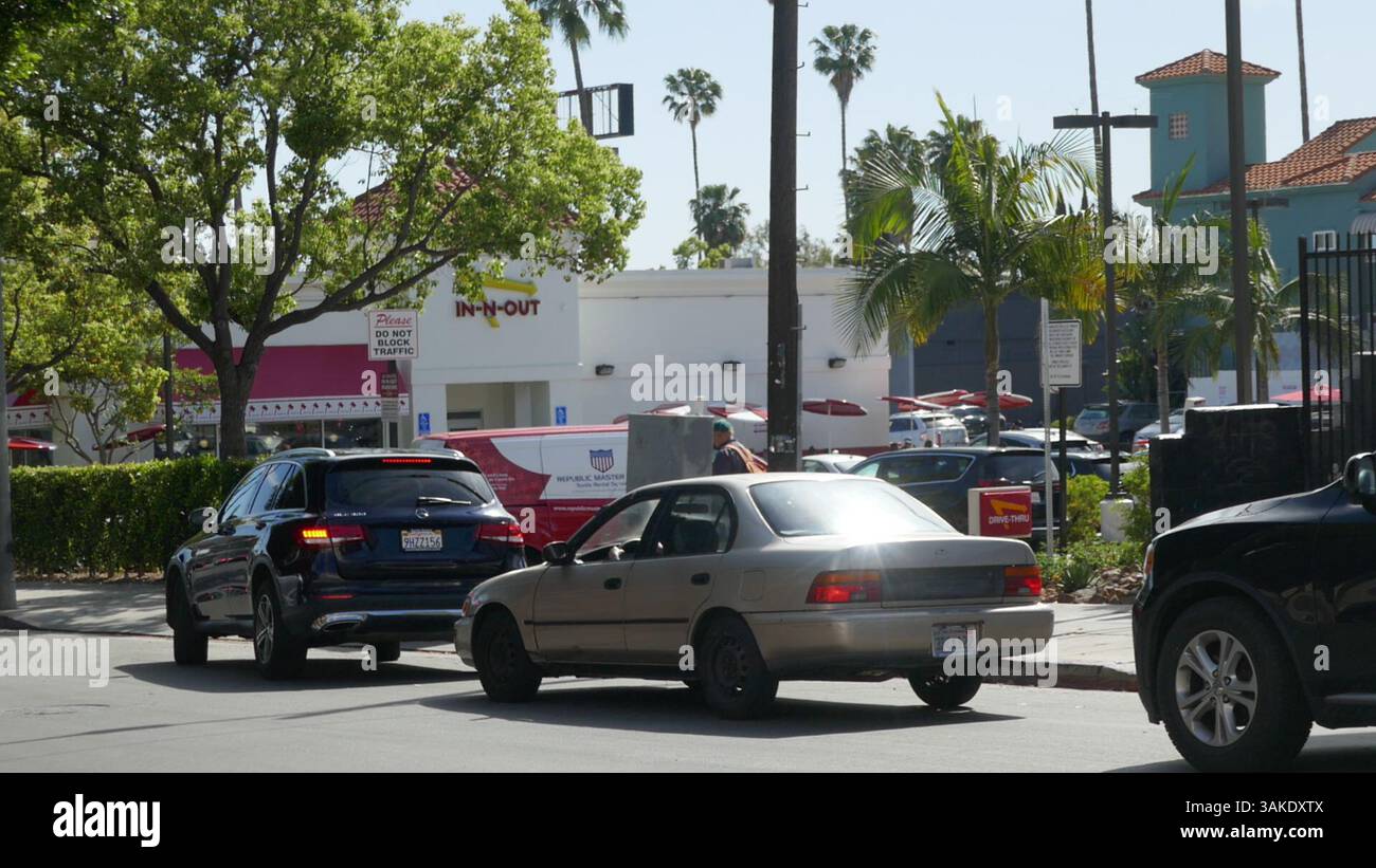 Los Angeles, California, USA 11th April 2025 Cars Gridlock in line for ...