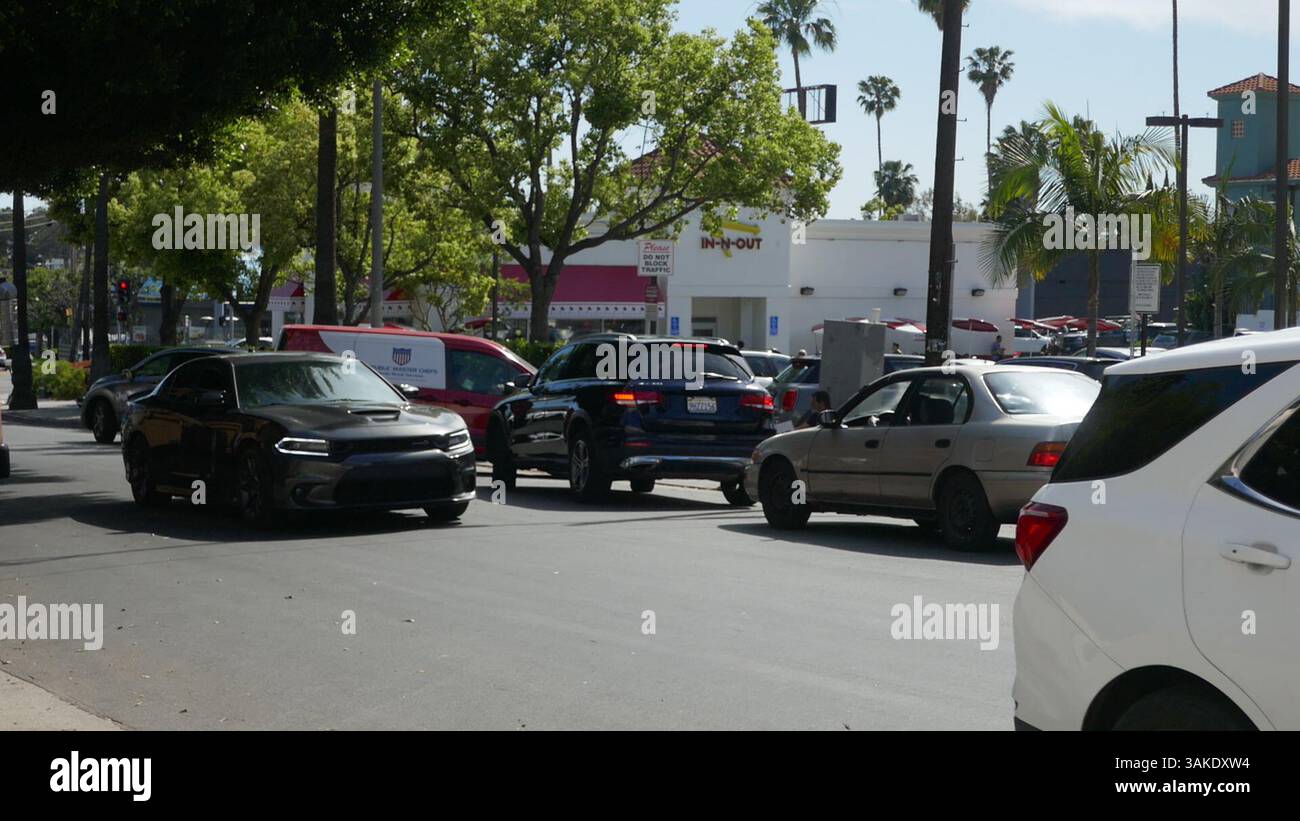 Los Angeles, California, USA 11th April 2025 Cars Gridlock in line for ...