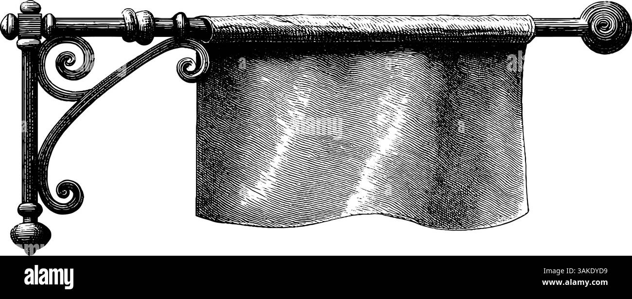 Vintage engraved iron banner design for antique signage and decorative ...
