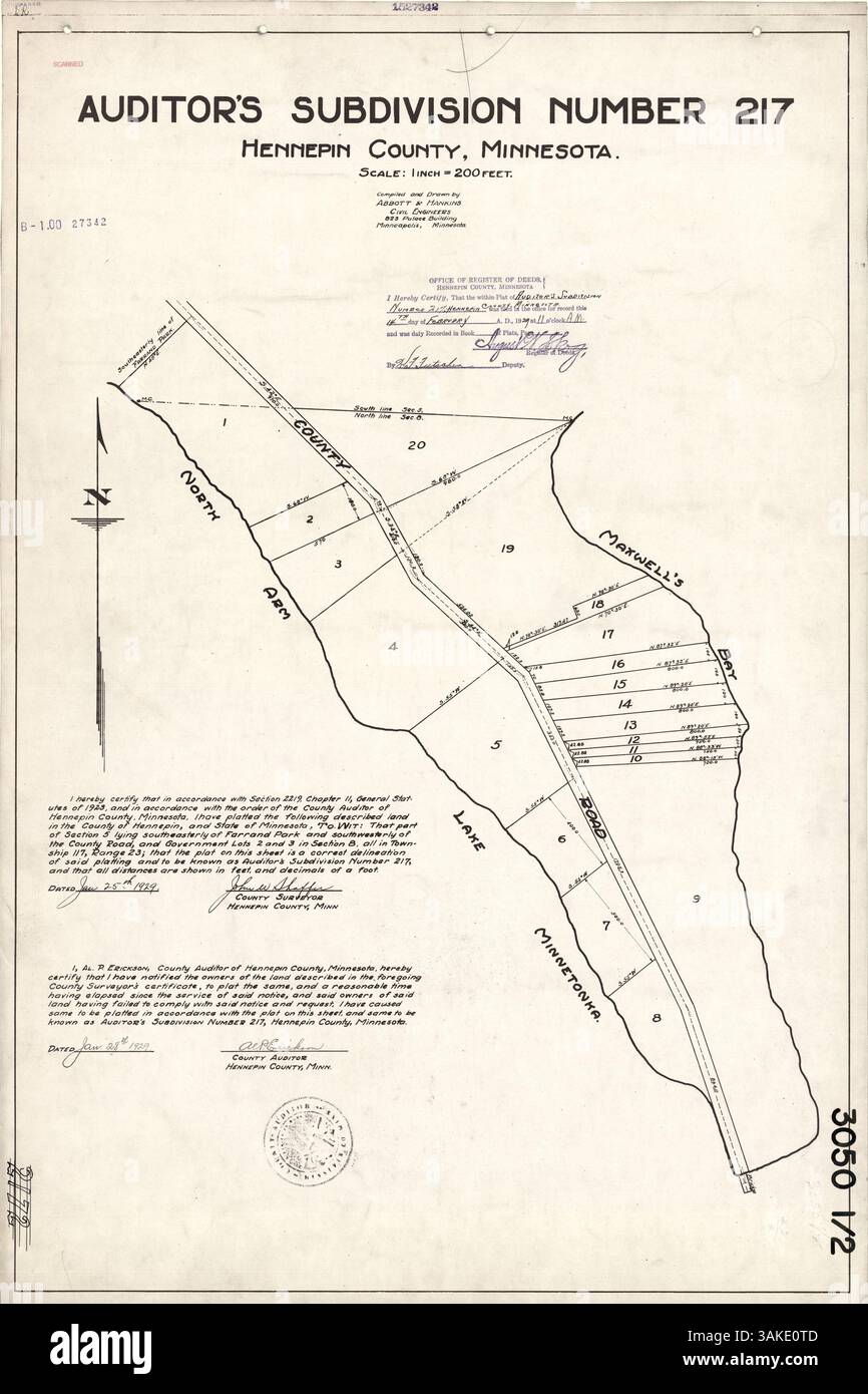 This map represents the layout of Auditor's Subdivision Number 217, a ...
