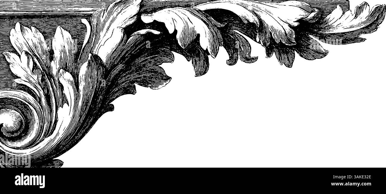 Elegant engraved floral corner design for decorative projects and art ...