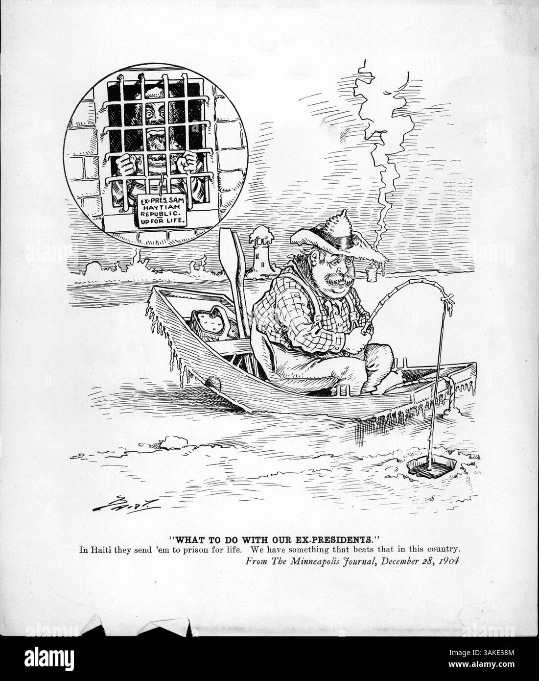 The Cartoon Depicts Grover Cleveland Fishing Through A Hole In The Ice the-cartoon-depicts-grover-cleveland-fishing-through-a-hole-in-the-ice