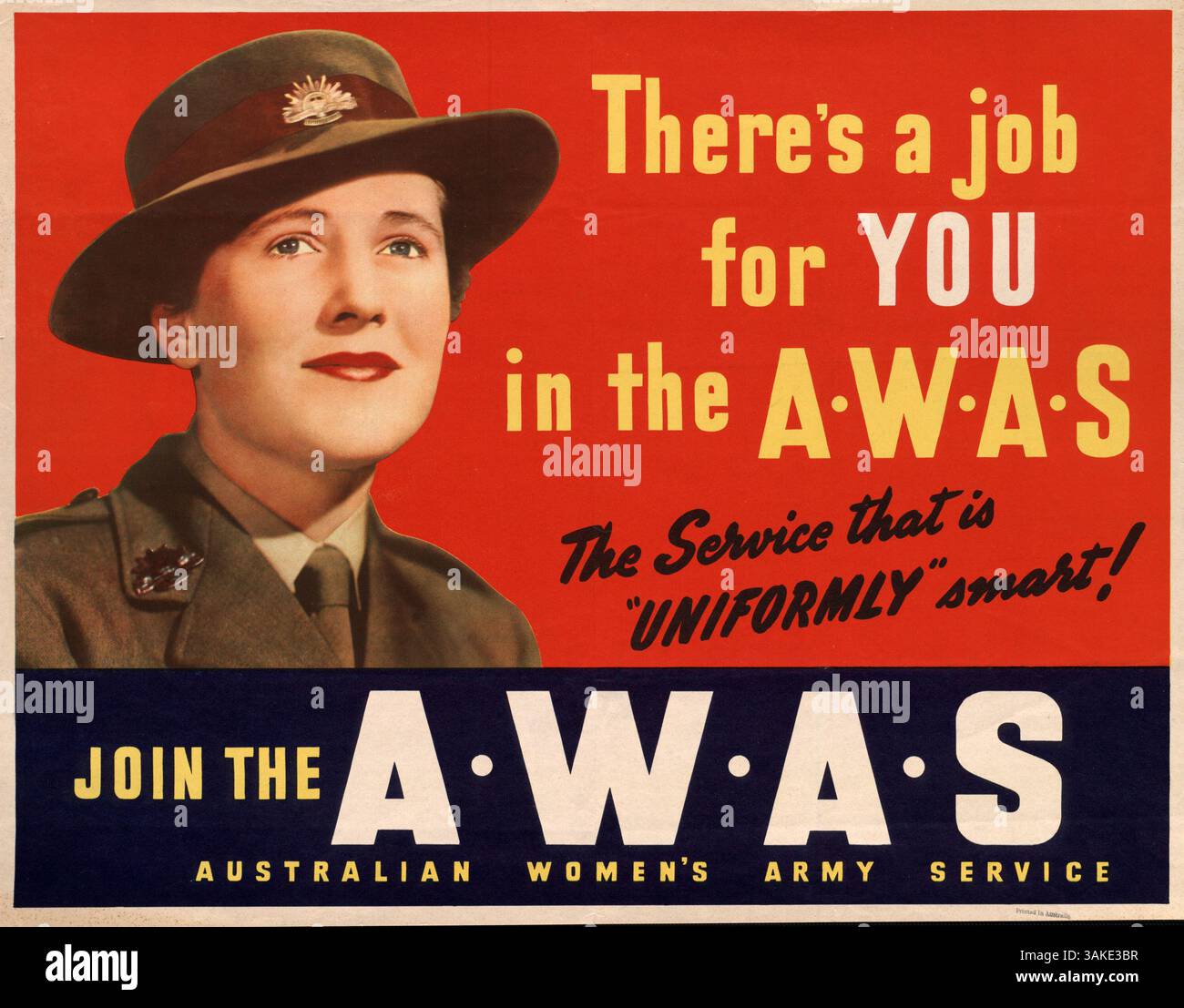 A drawing promoting the Australian Women's Army Service (A.W.A.S ...
