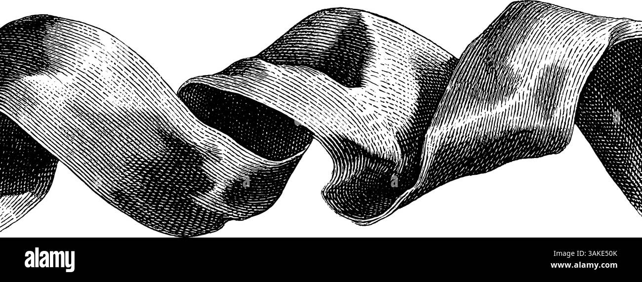 Elegant ribbons fluttering in motion - engraved art for decoration and ...