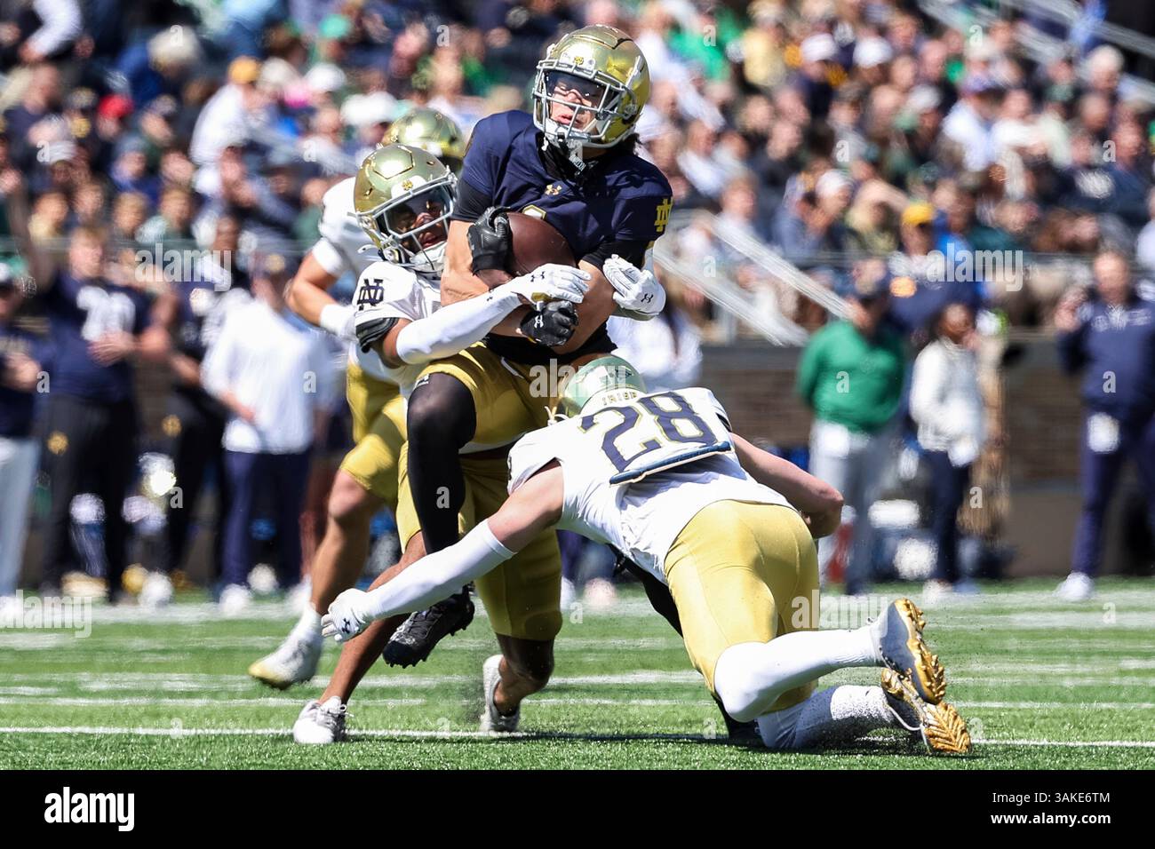 April 12, 2025: Notre Dame wide receiver Jaden Greathouse (1) runs with ...