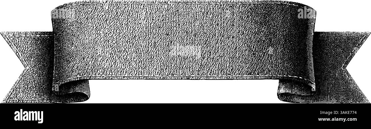 Vintage engraved stitched fabric banner design for retro projects Stock ...