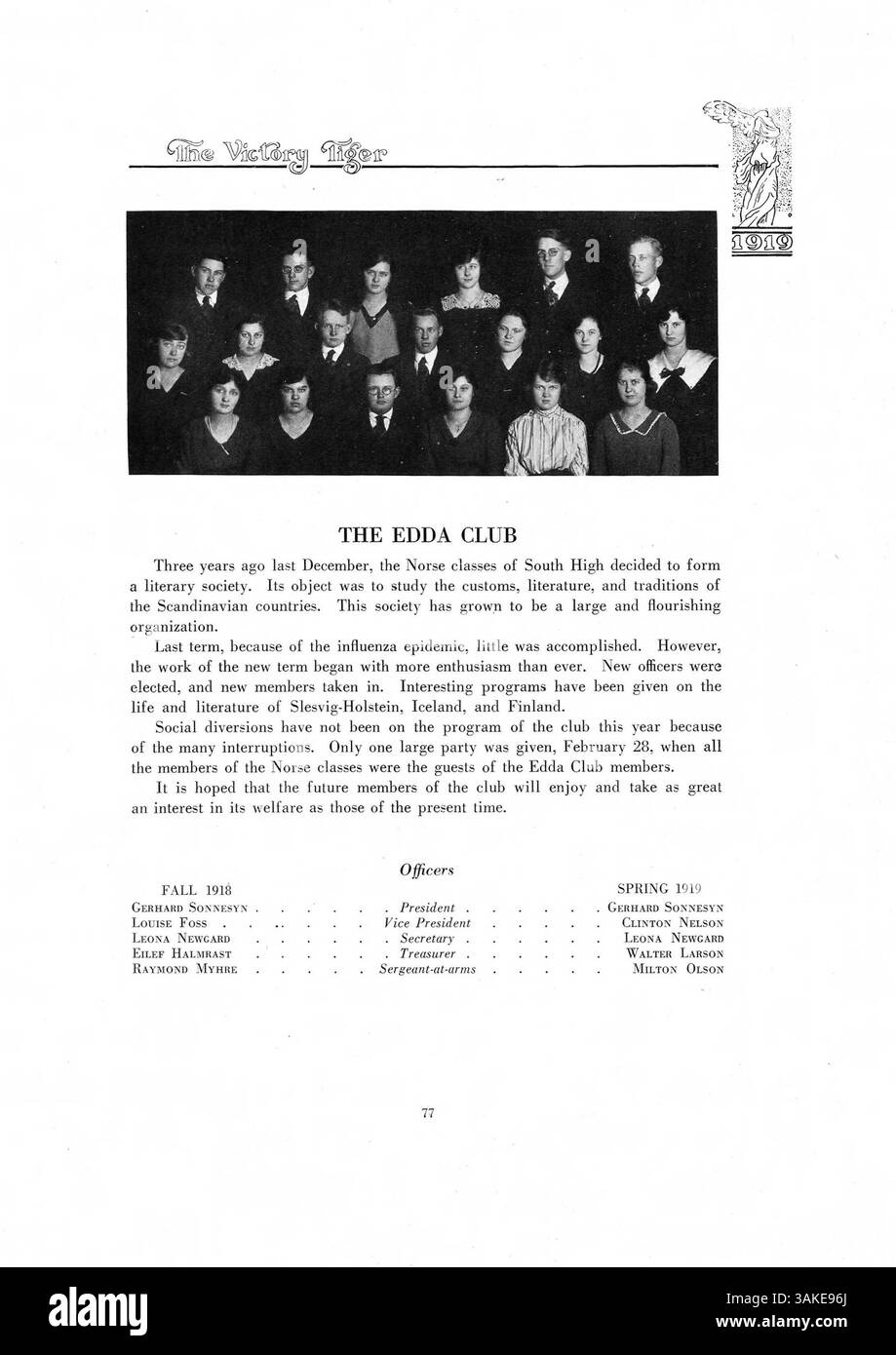 The 1919 South High Yearbook, titled Victory Tiger, showcases the ...