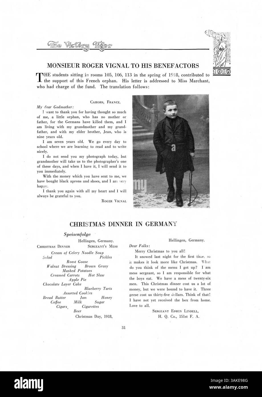 The 1919 South High Yearbook, titled 'Victory Tiger', showcases student ...