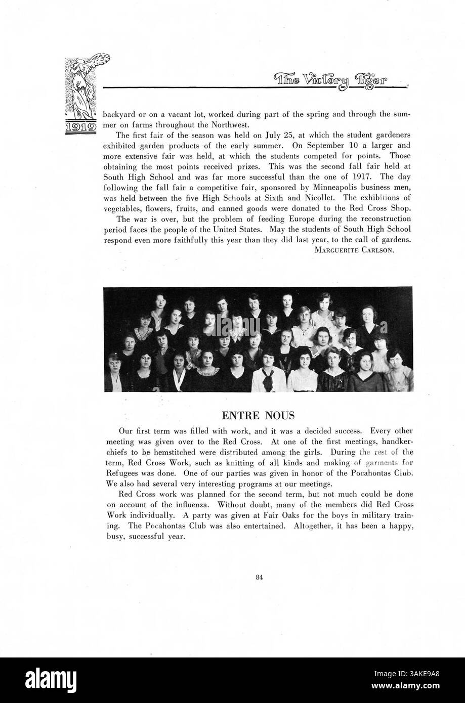 The 1919 South High Yearbook, Victory Tiger, captures the school's 1918 ...