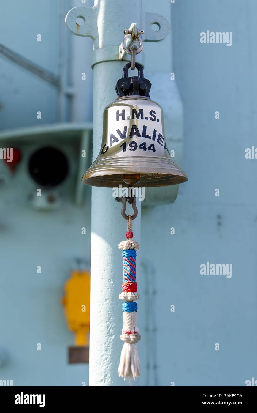 HMS Cavalier a retired C-class destroyer of the Royal Navy, docked in ...