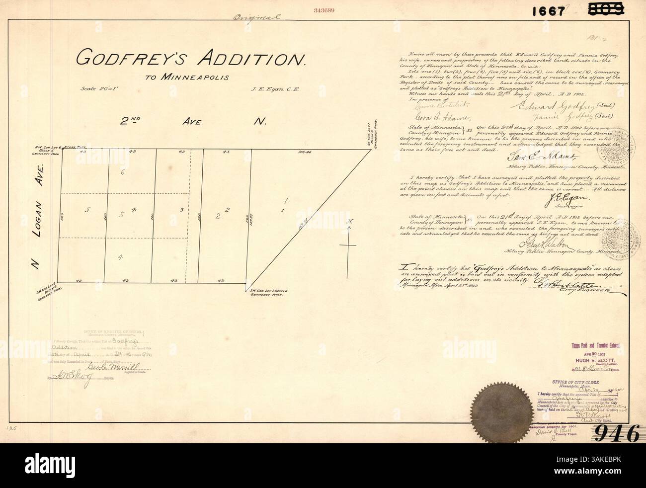 This map shows Godfrey's Addition to Minneapolis, detailing the land ...