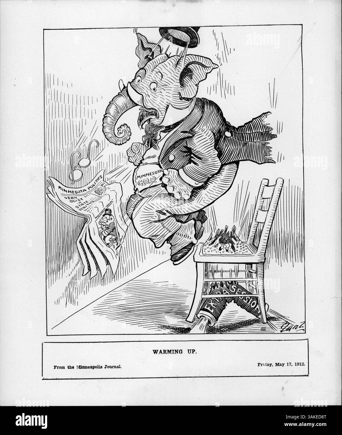 Political cartoon from 1910 showing the Republican elephant symbolizing ...