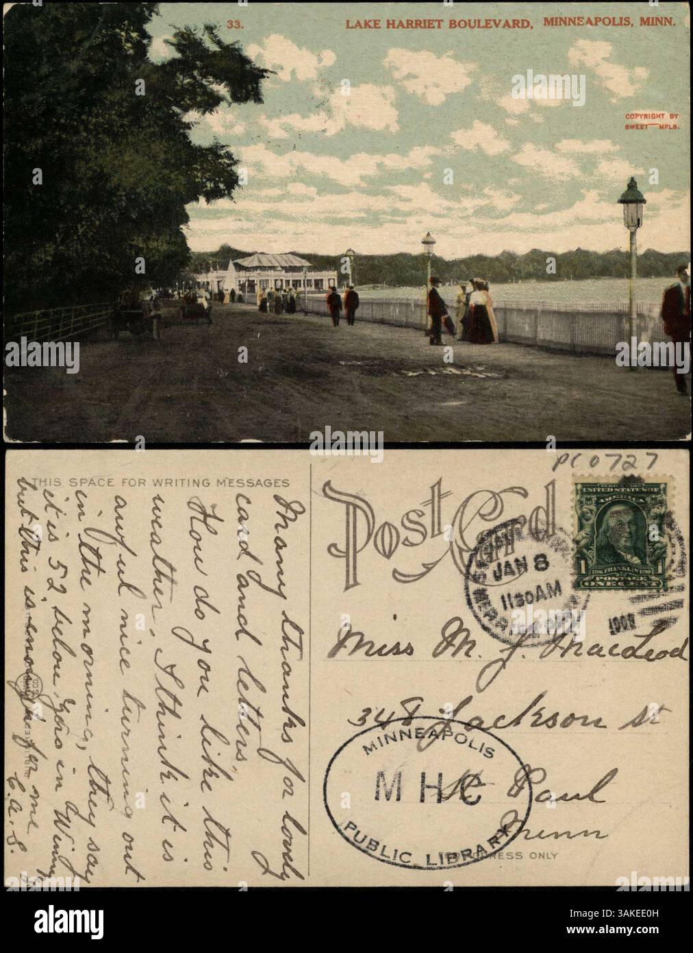 A vintage postcard showing Lake Harriet Boulevard in Minneapolis ...